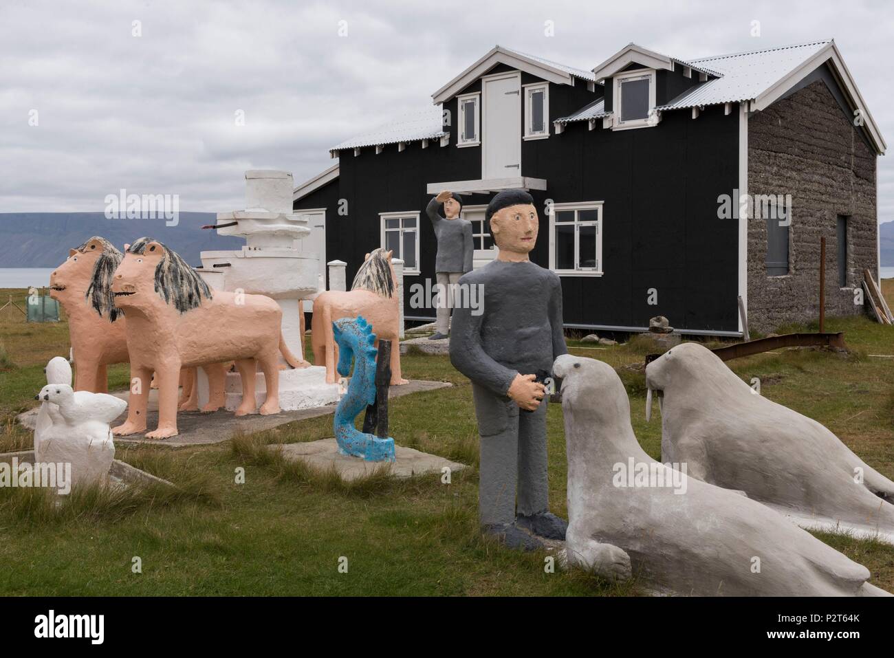 Iceland, West Fjords, Selardalur, sculptures and house of Samuel ...