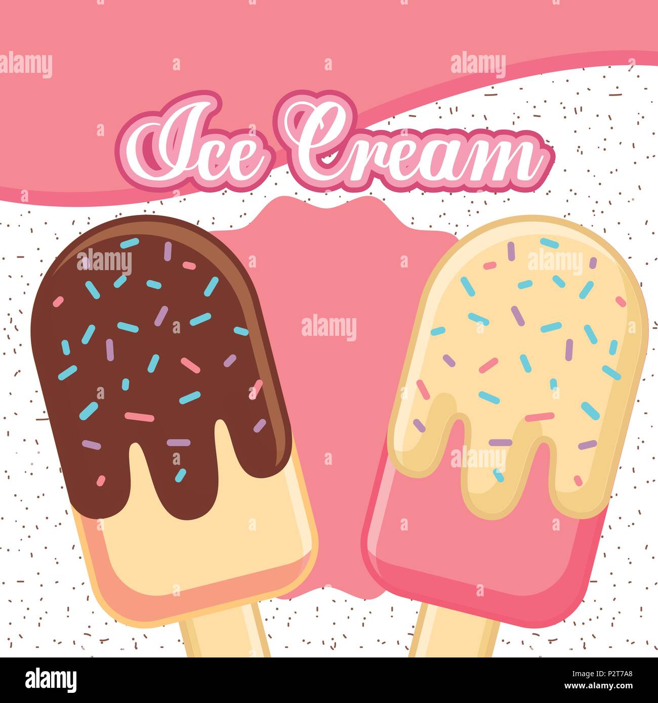 ice cream popsicles chocolate strawberry chips vector illustration ...