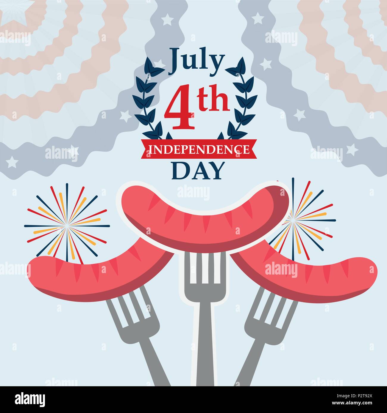 food american independence day pennants background three sausages ...