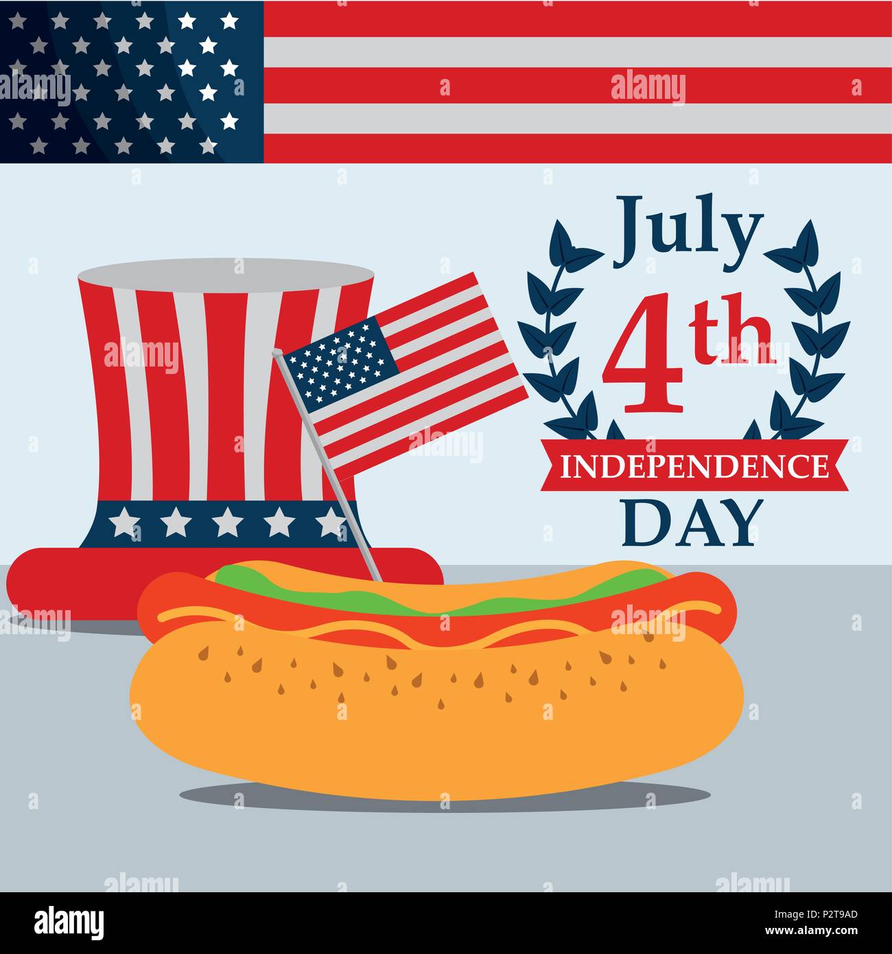 food american independence day traditional usa hat hotdog vector ...