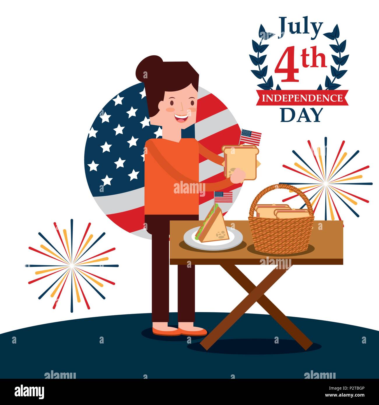 Young people 4th july picnic Stock Vector Images - Alamy