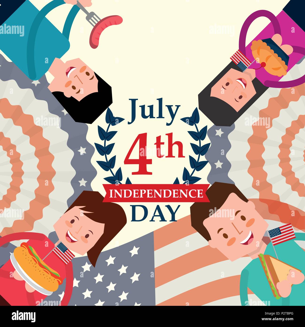 people and food american independence day celebration poster vector ...