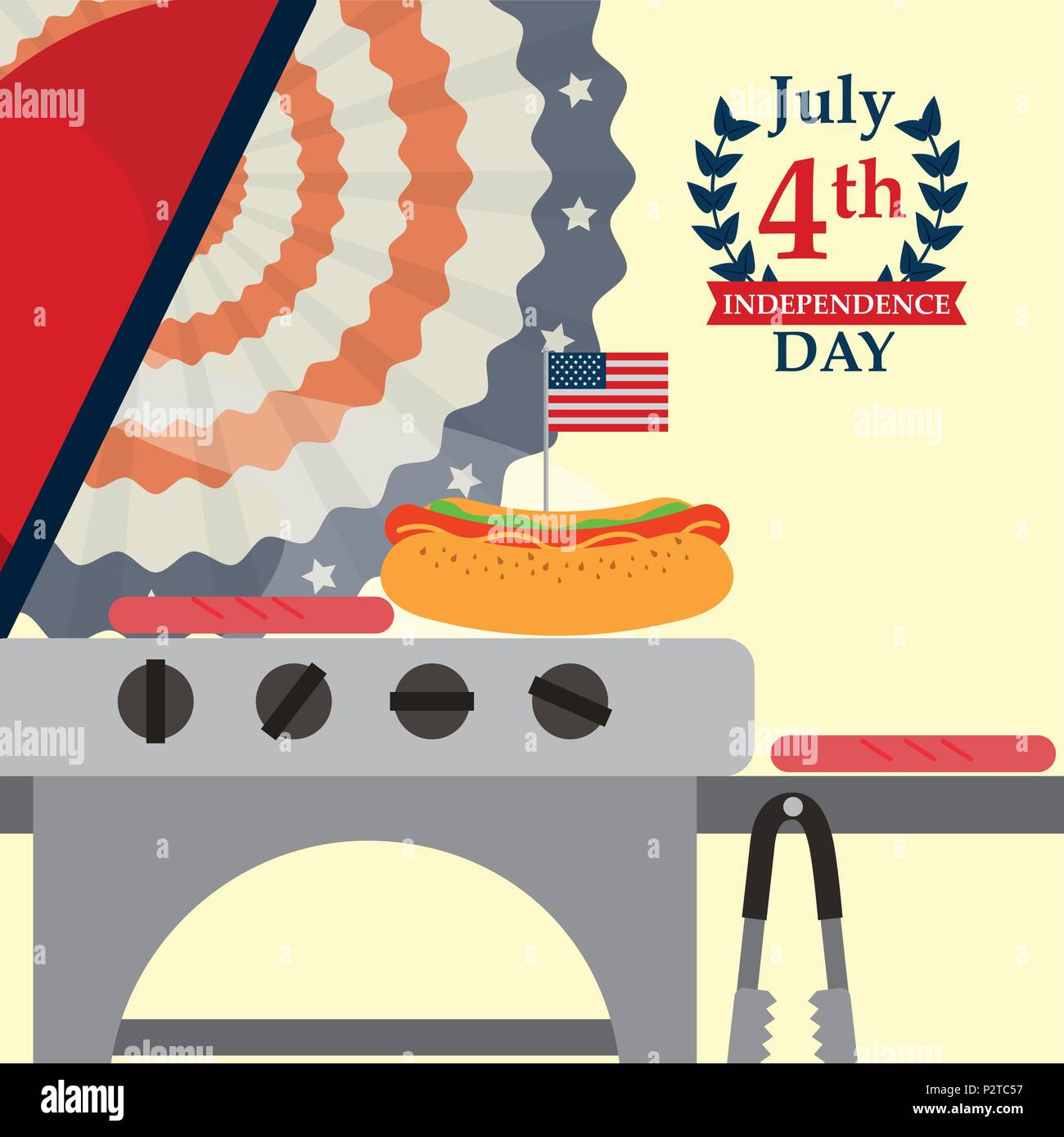 food american independence day pennant background grill with sausage ...