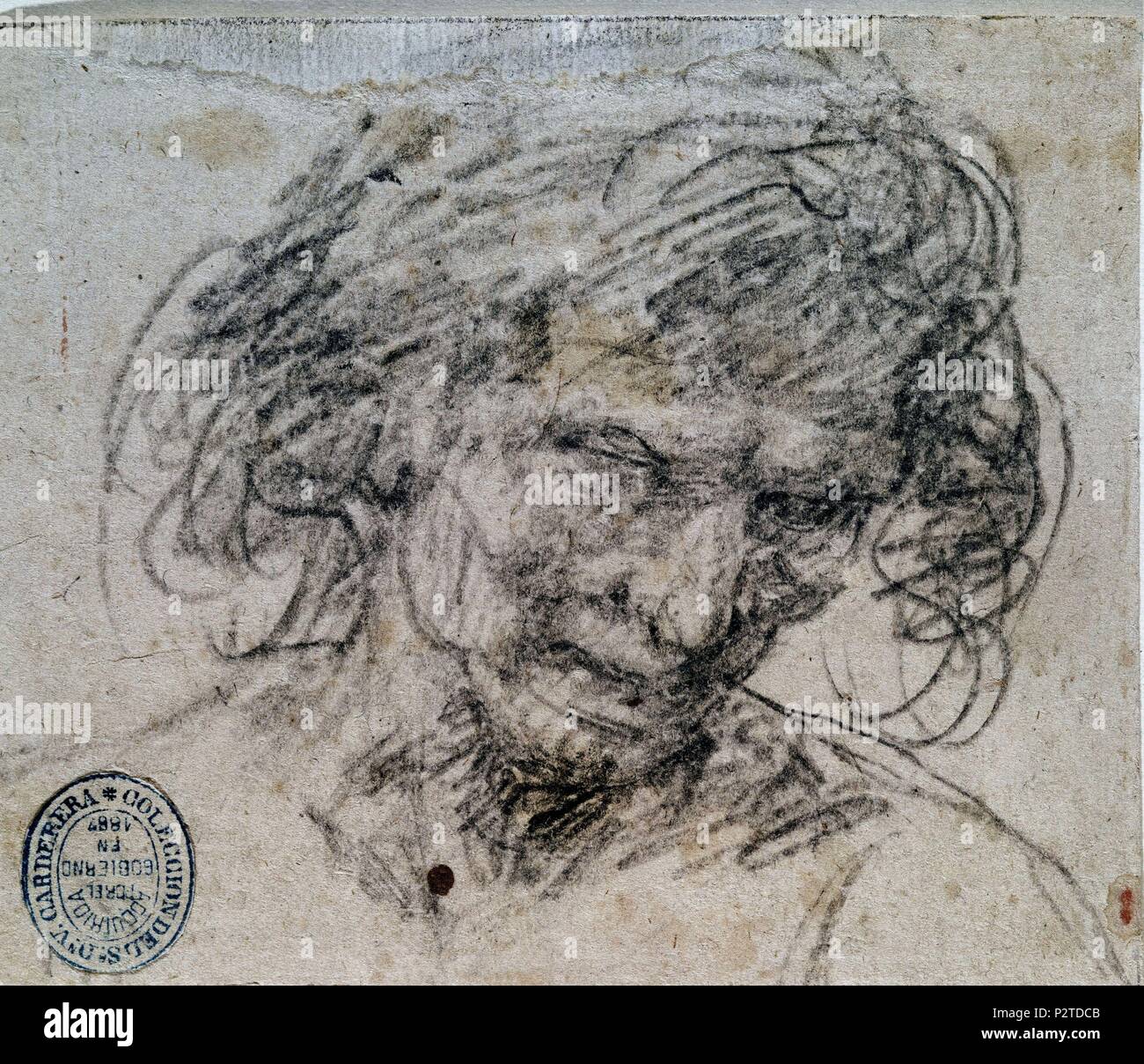 Drawing of a face. Dibujo de una cara. Madrid, National library of fine ...
