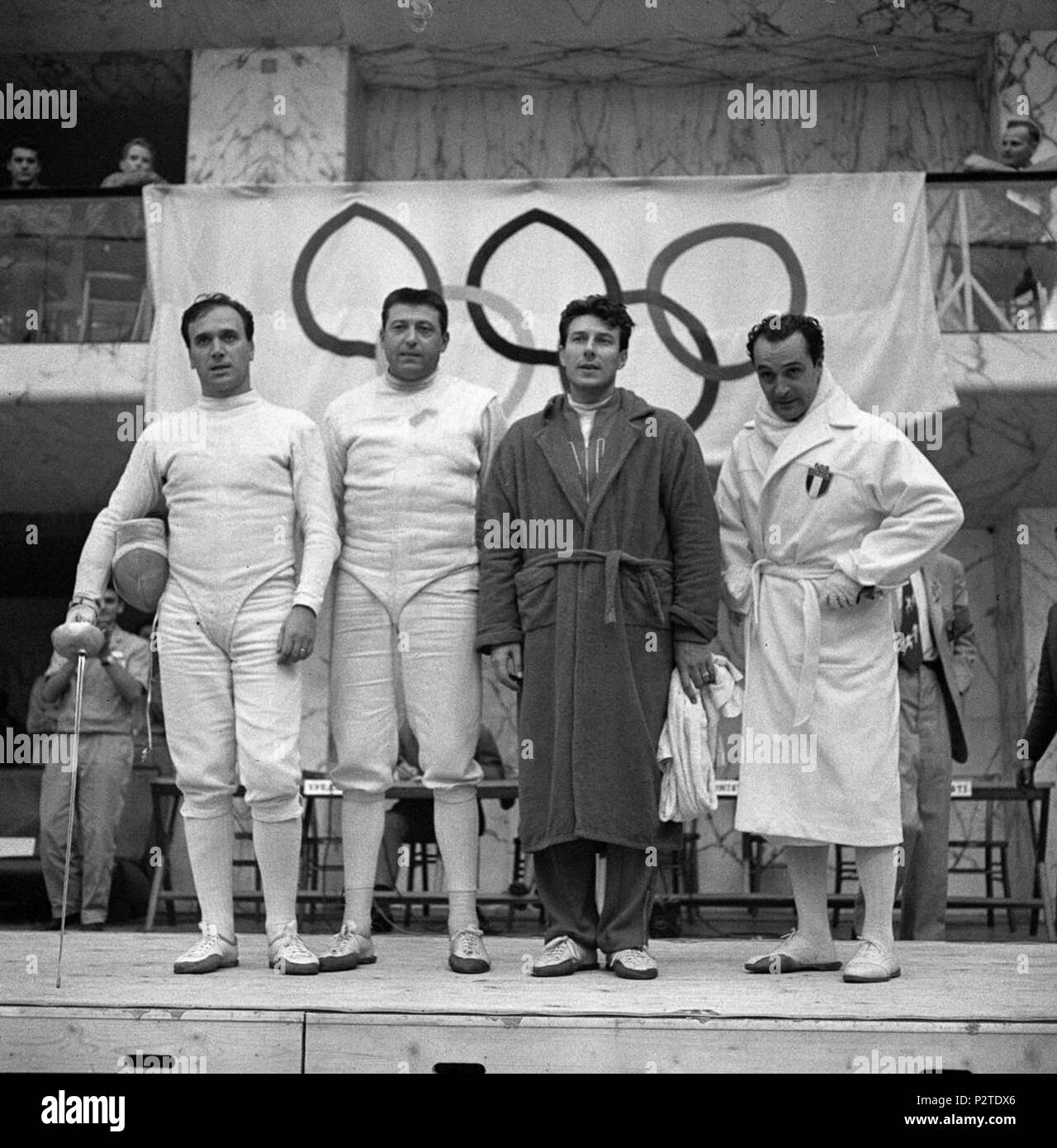 . Italian men's épée team at the 1960 Olympics: Carlo Pavesi, Giuseppe ...