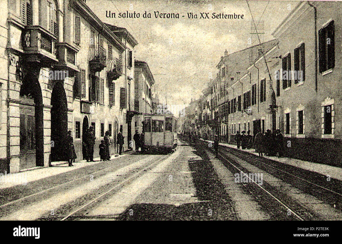 . Italiano: Via XX settembre a Verona in una cartolina d'epoca . circa ... . Italiano: Via XX settembre a Verona in una cartolina d'epoca . circa ...