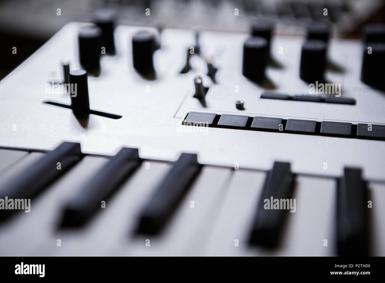 Professional electronic midi keyboard with black and white piano keys ...