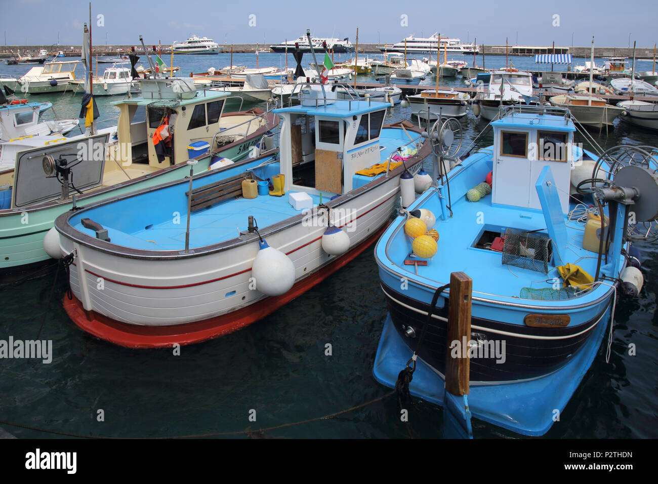 fishing boats moored in the harbor and marina of capri Italy Stock ...
