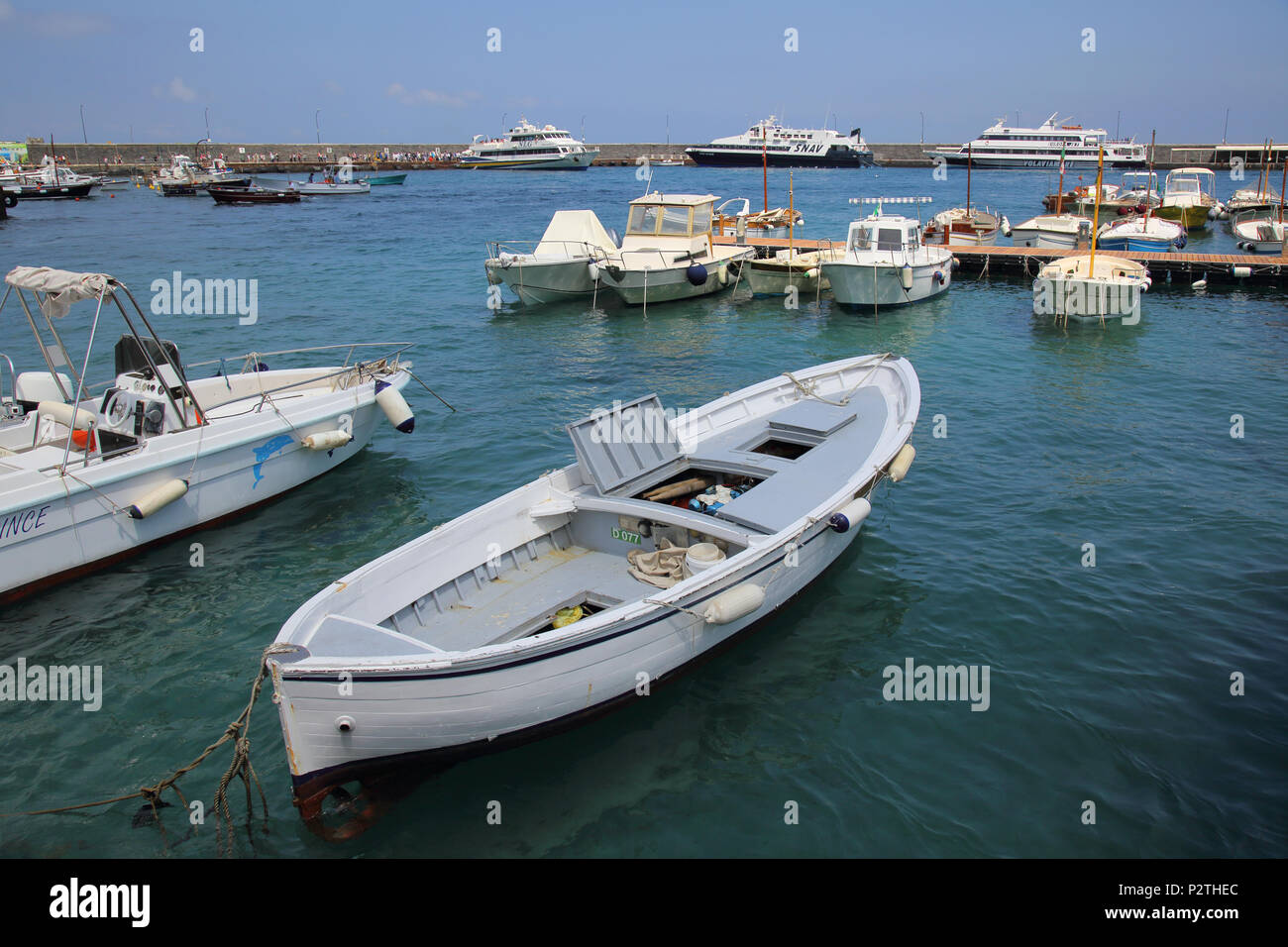 fishing boats moored in the harbor and marina of capri Italy Stock ...