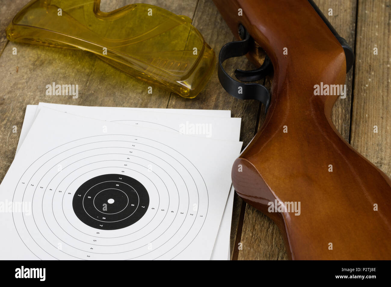Shooting and pneumatic weapon. Shield and hits with lead bullets on a ...