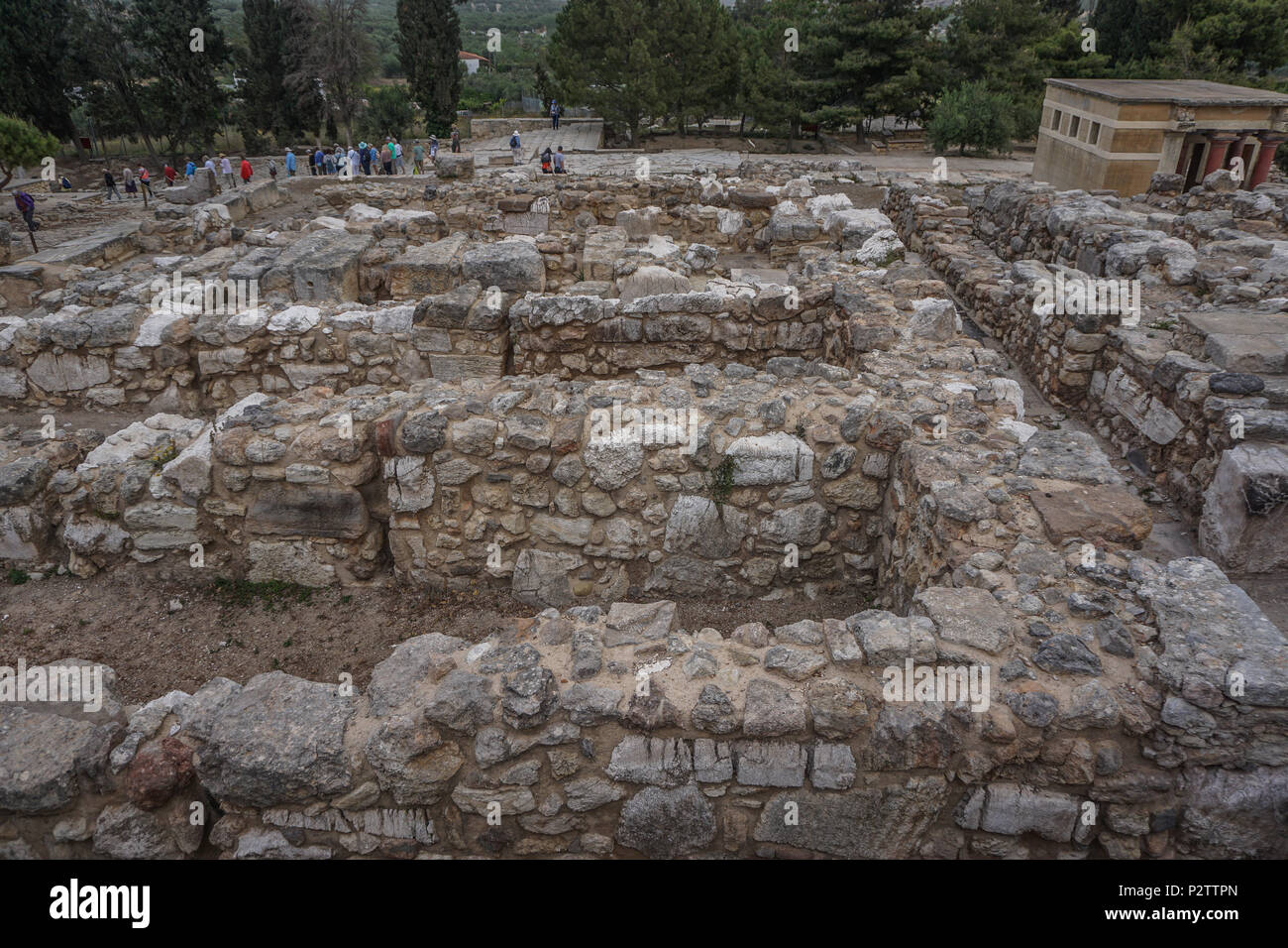 Knossos, Crete, Greece: Tourists explore the ruins at the Knossos ...
