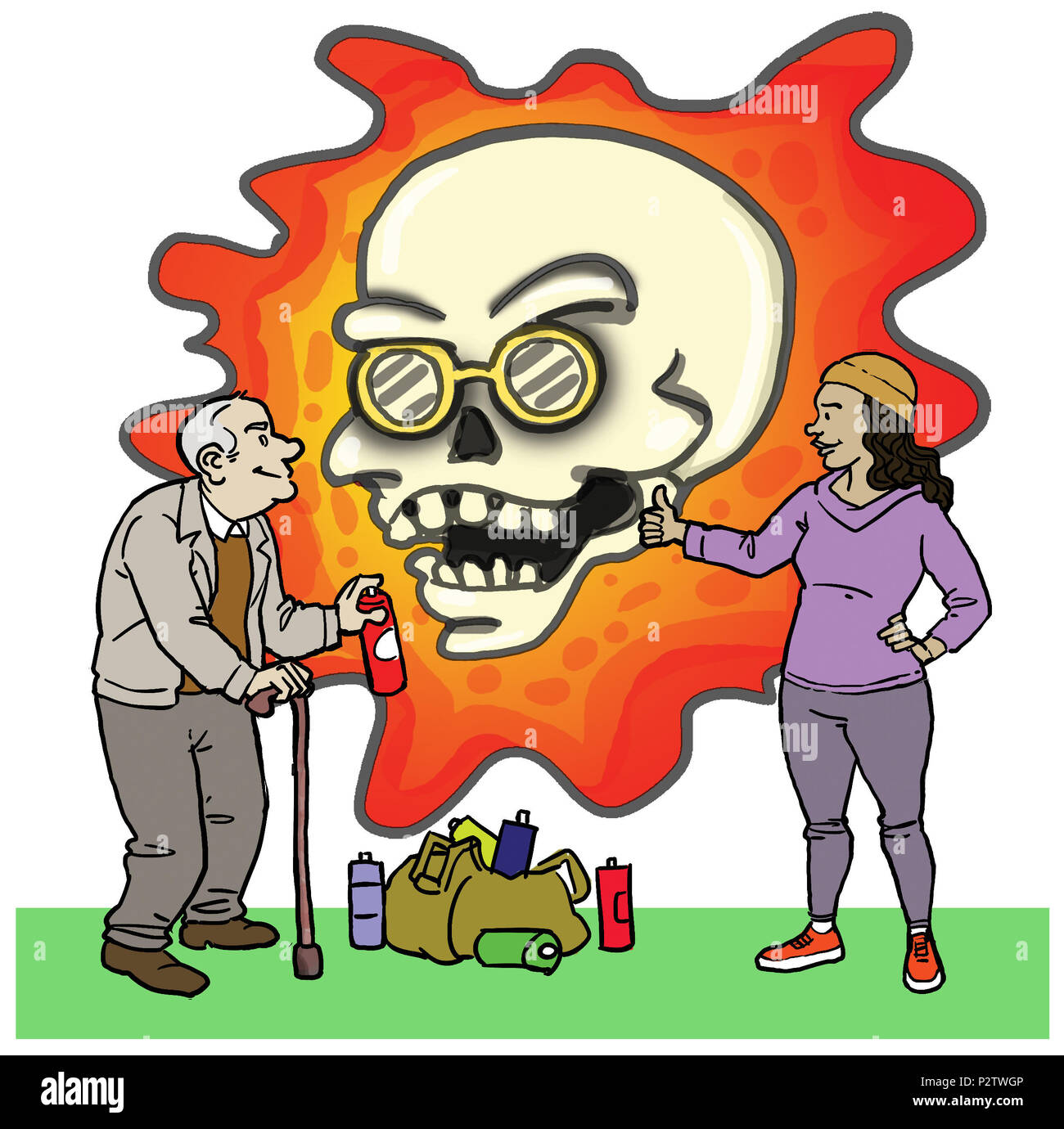 Old man and young woman creating graffiti art Stock Photo - Alamy