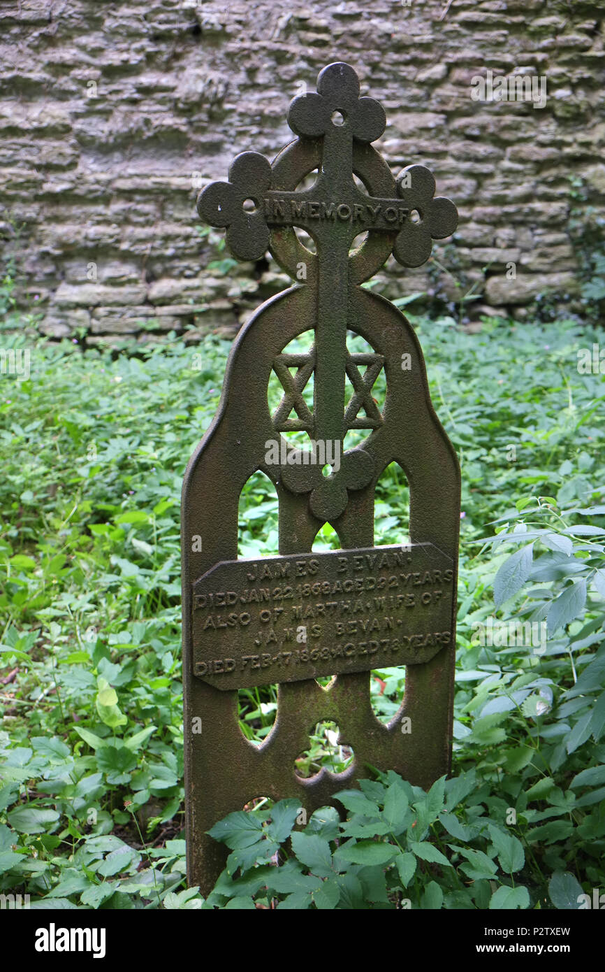 Cast iron headstone Wigmore Church, Herefordshire, England, UK Stock ...