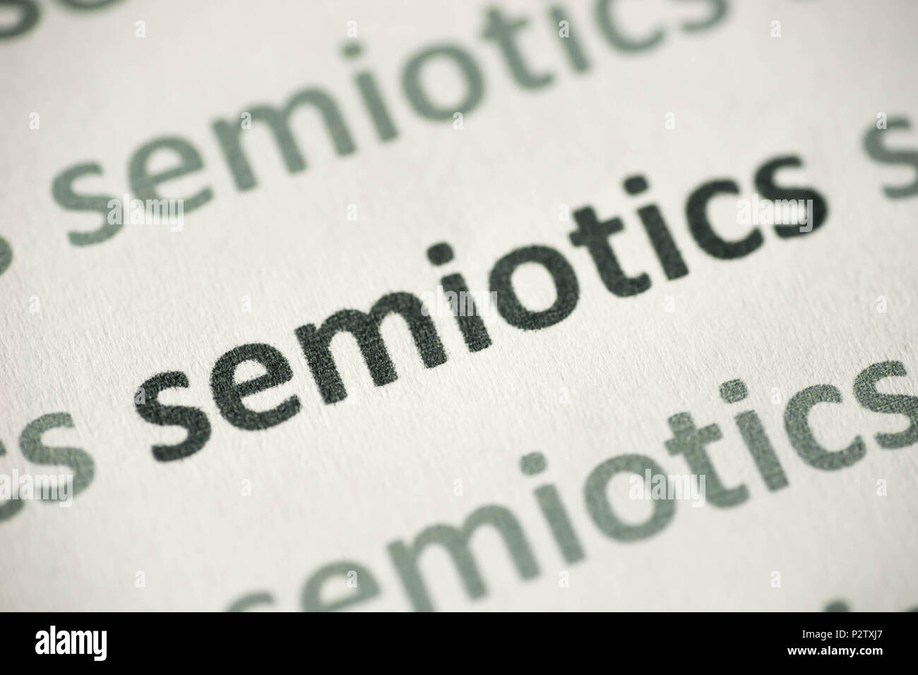word semiotics printed on white paper macro Stock Photo - Alamy