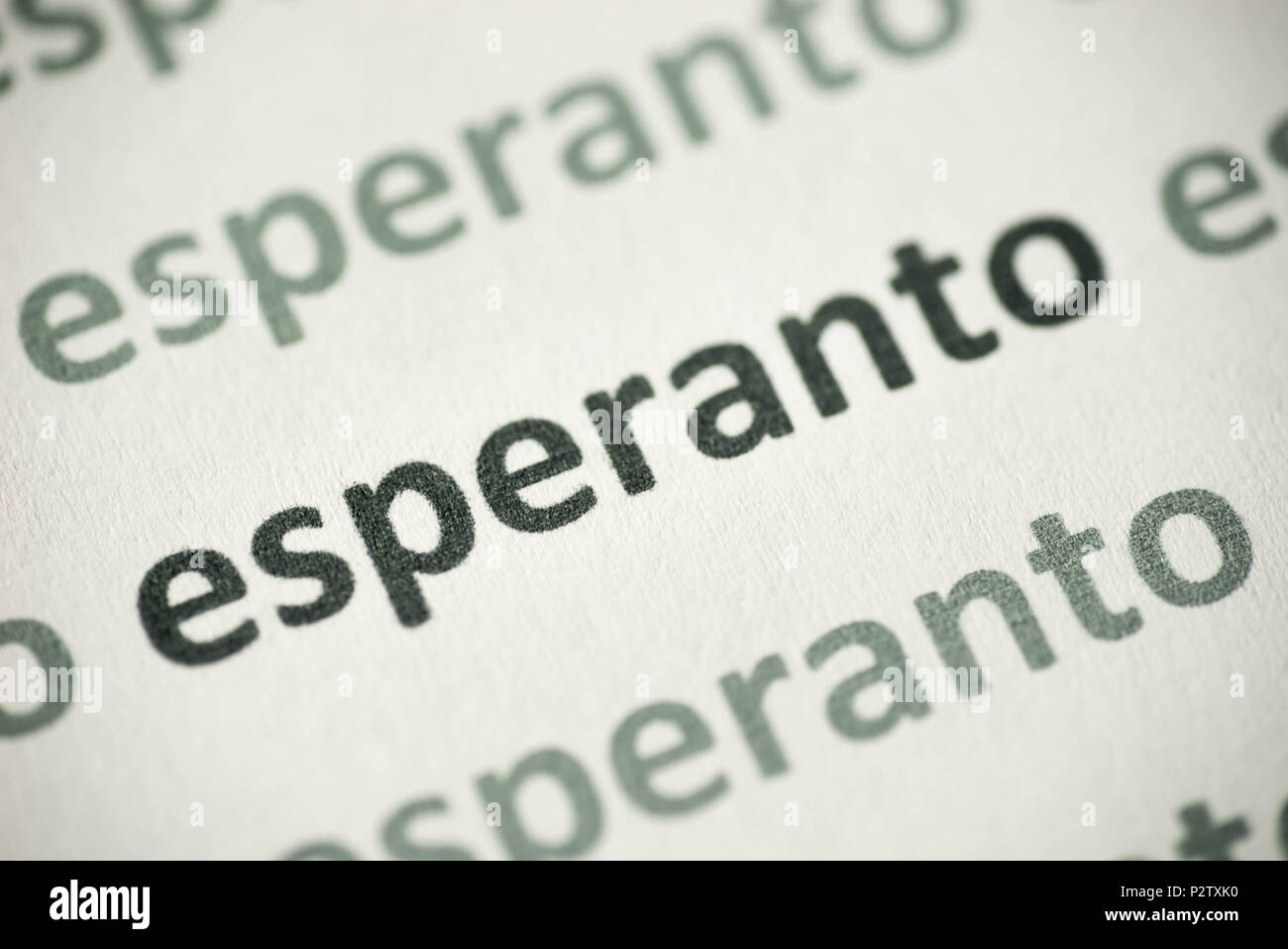 word esperanto printed on white paper macro Stock Photo - Alamy
