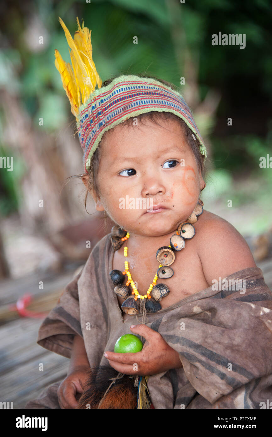 People living in an amazon village, Puerto Maldonado, Peru Stock Photo ...