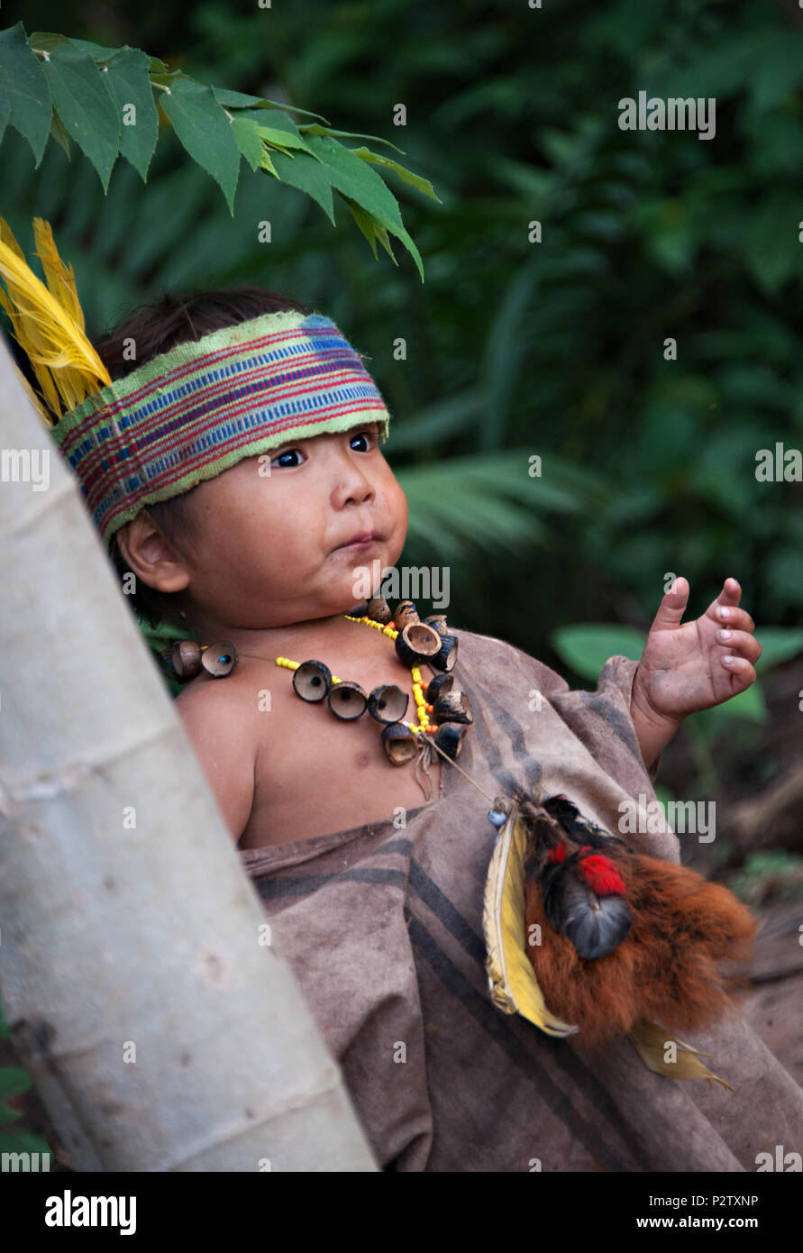 People living in an amazon village, Puerto Maldonado, Peru Stock Photo ...