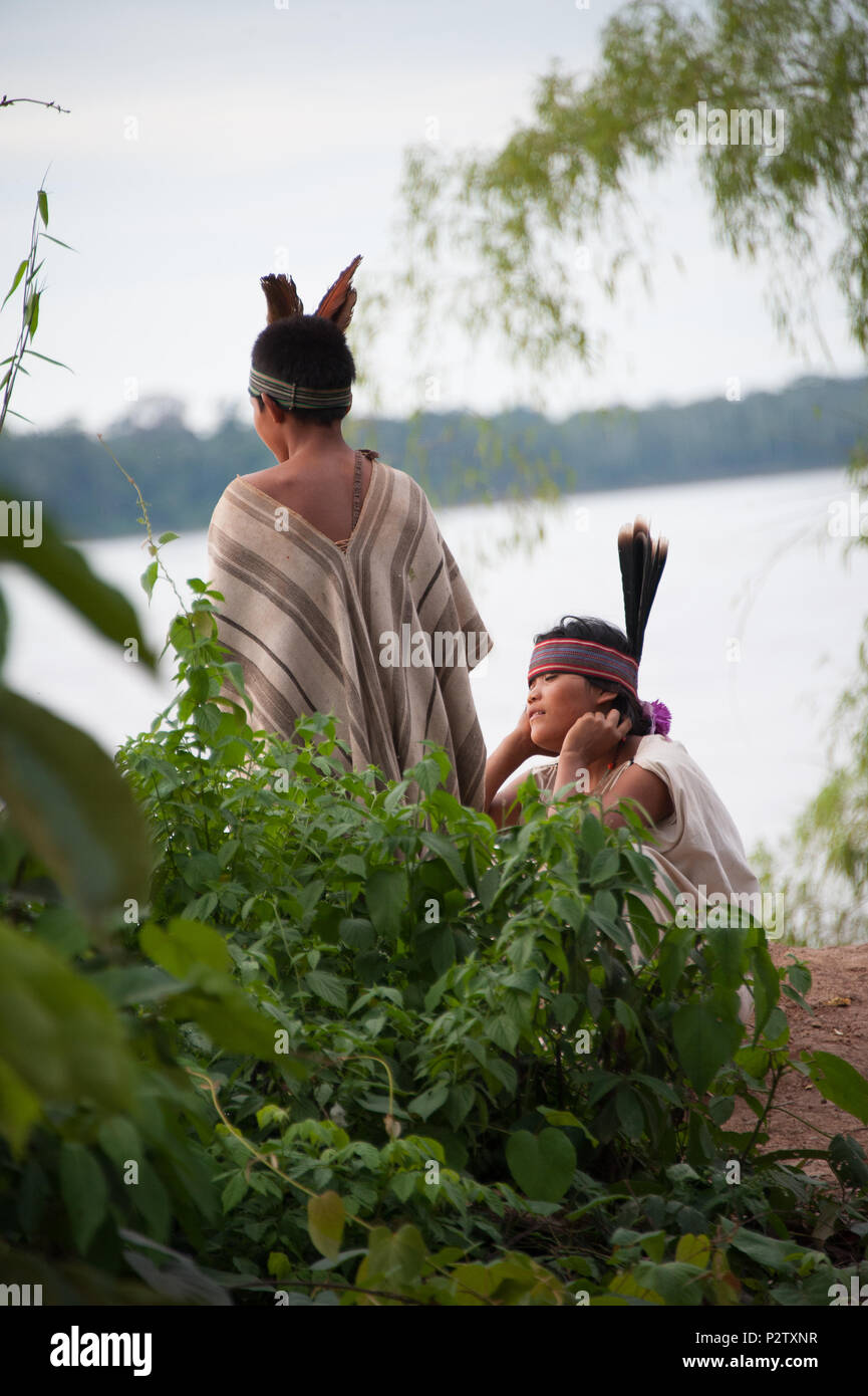 People living in an amazon village, Puerto Maldonado, Peru Stock Photo ...