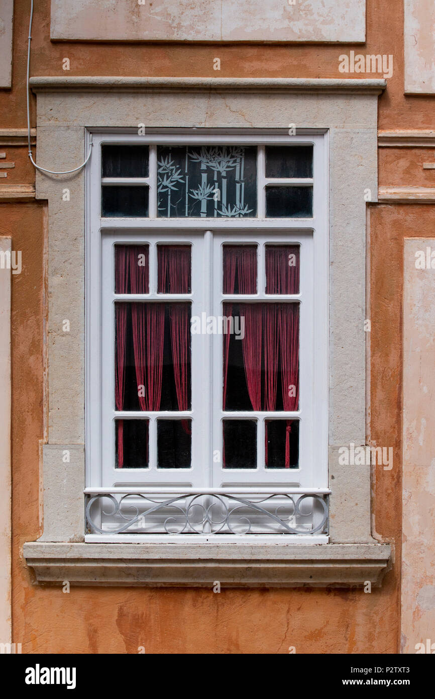 View of the traditional portuguese window on classic houses Stock Photo ...