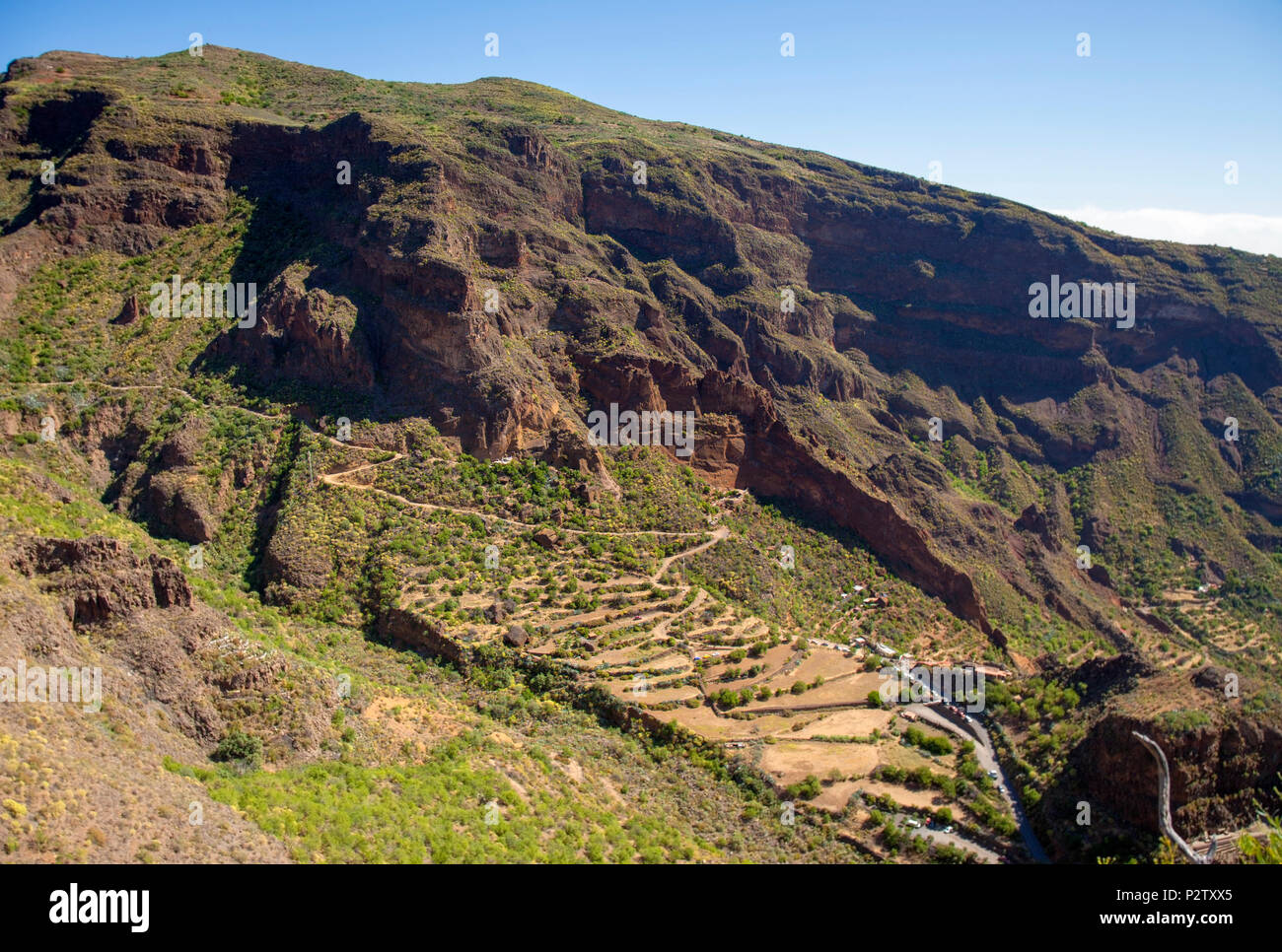 Gran Canaria, June, view across ravine Barranco de Guayadeque Stock ...