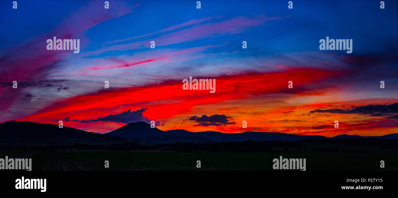 Majestic colorful sunset high resolution panoramic view, Alsace, France Stock Photo - Alamy