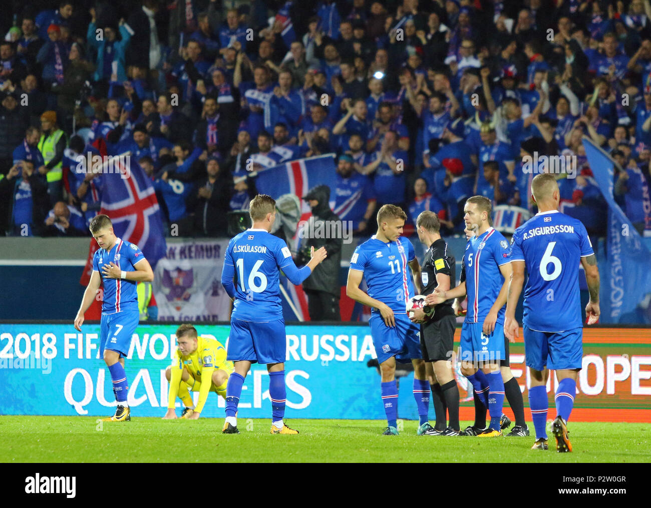 REYKJAVIK, ICELAND - SEPTEMBER 5, 2017: Players of Iceland National ...