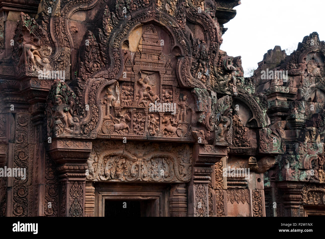 Angkor Cambodia, Krishna killing the demon king Kamsa bas relief over ...
