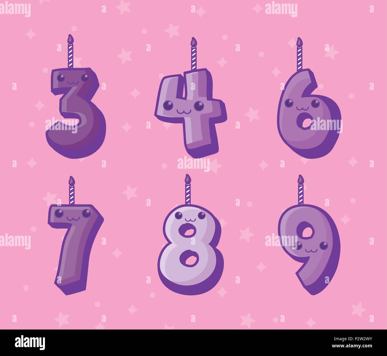 numbers candles kawaii comic characters vector illustration design ...