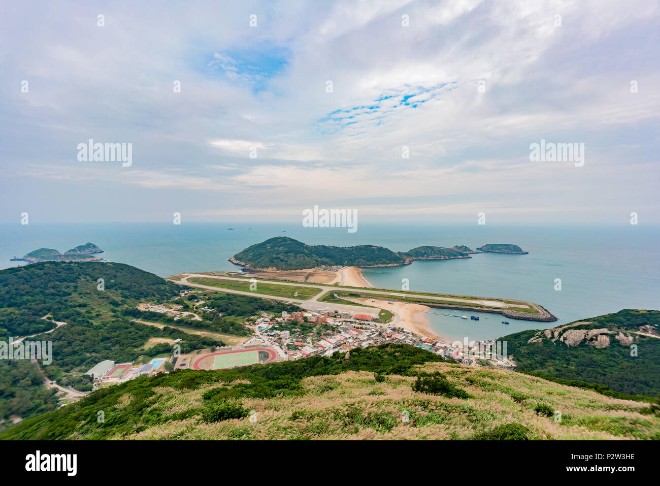 Aerial view of the Beigan downtown from the Observatory at Matsu ...
