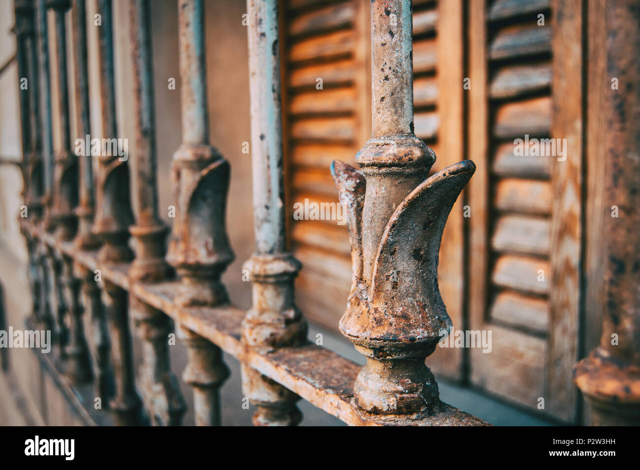 Rusty iron bars in an old window Stock Photo - Alamy