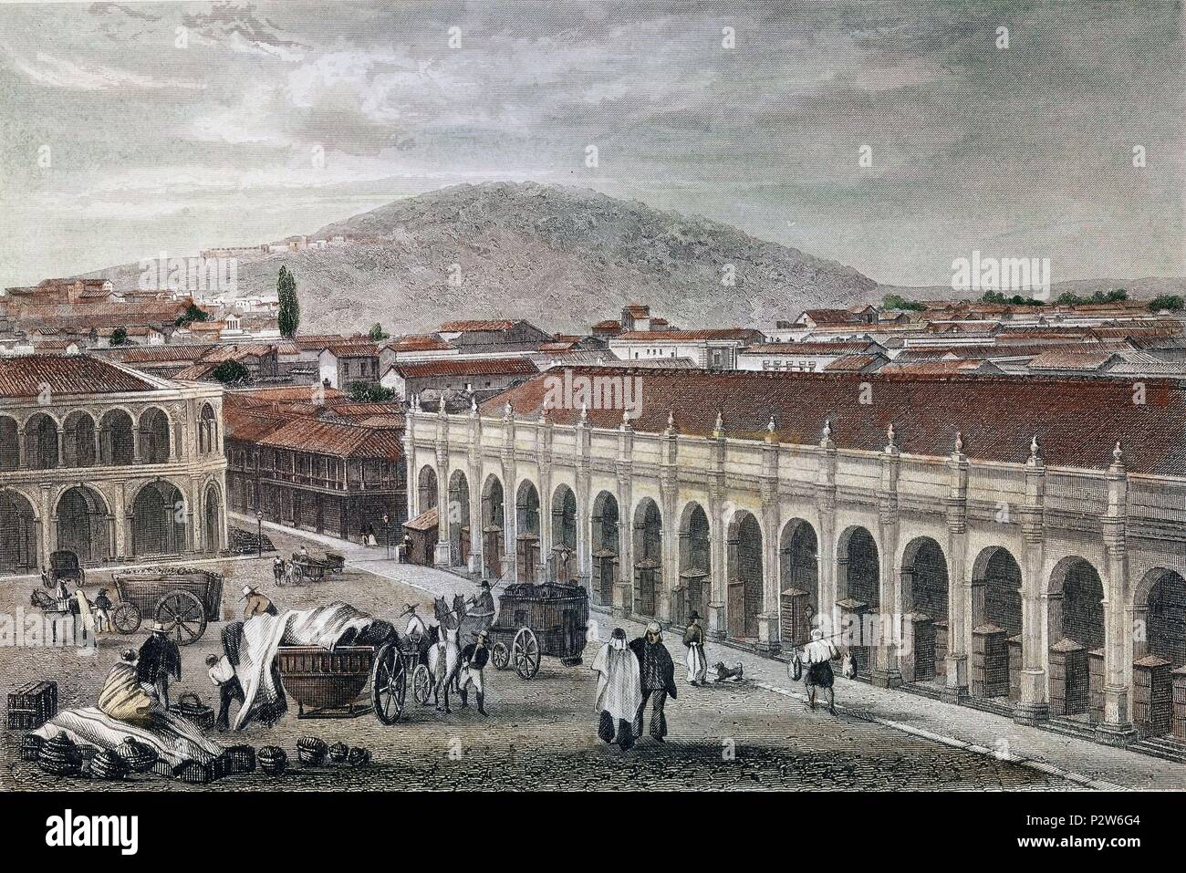 LITOGRAFIA - GRAN PALACIO DE SANTIAGO DE CHILE ANTES DE LA ...