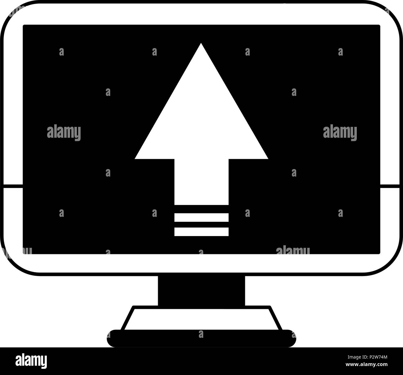 Computer and cloud computing in black and white Stock Vector Image ...