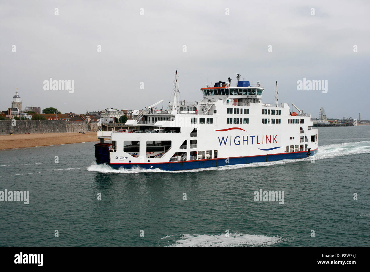 wightlink ferry entering portsmouth port city in hampshire uk june 2018 ...