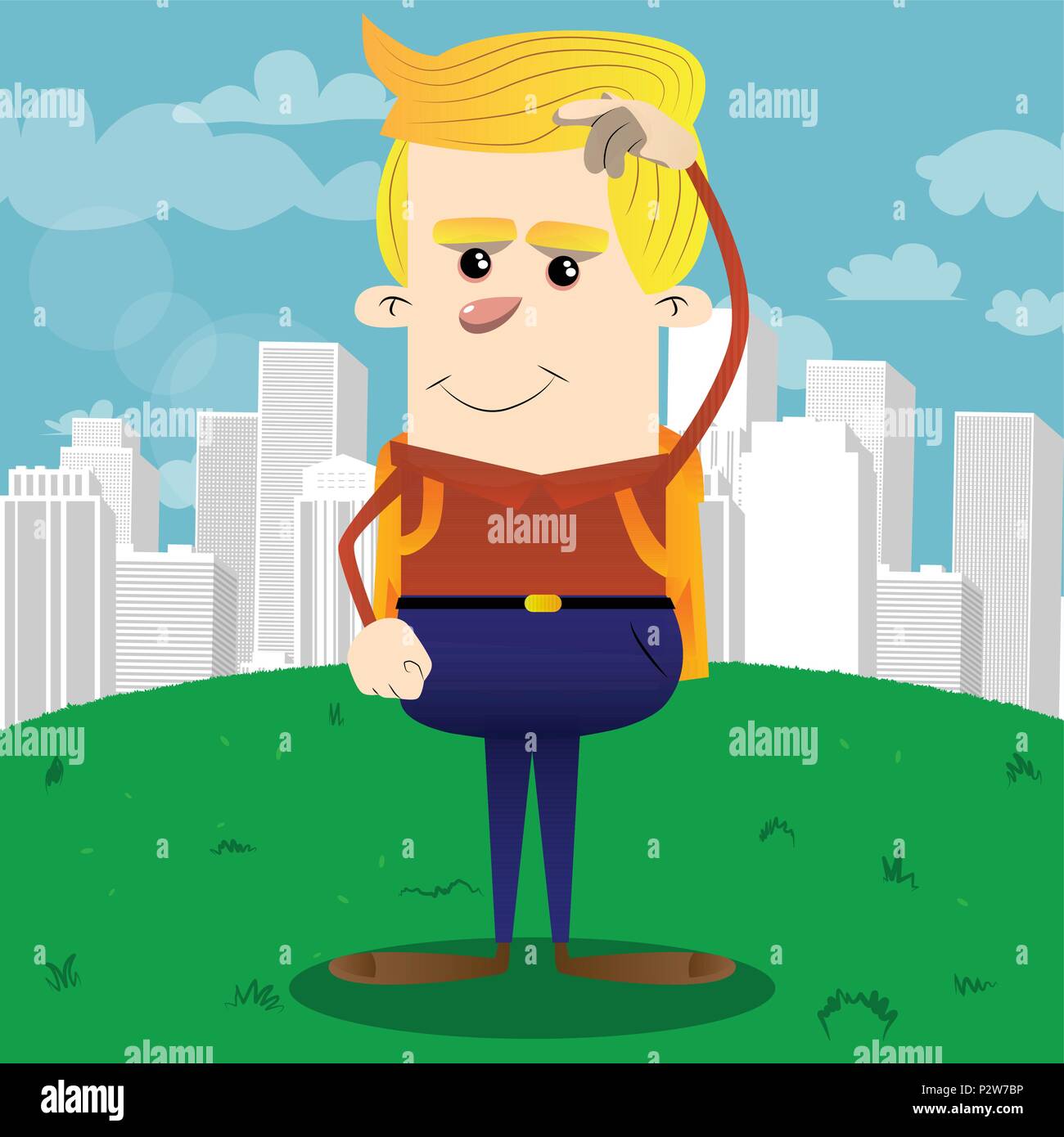 Schoolboy confused. Vector cartoon character illustration Stock Vector ...