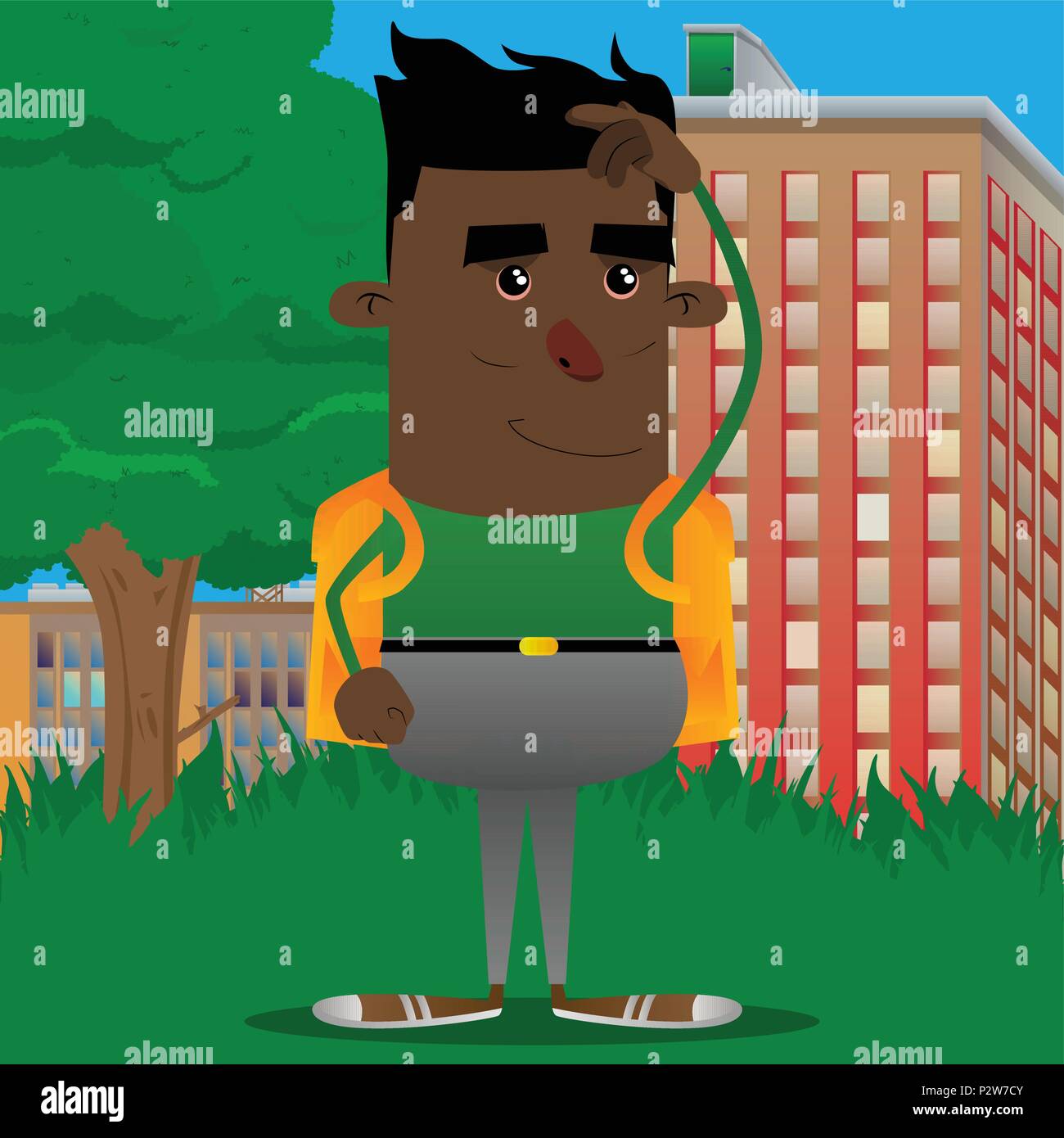 Schoolboy confused. Vector cartoon character illustration Stock Vector ...