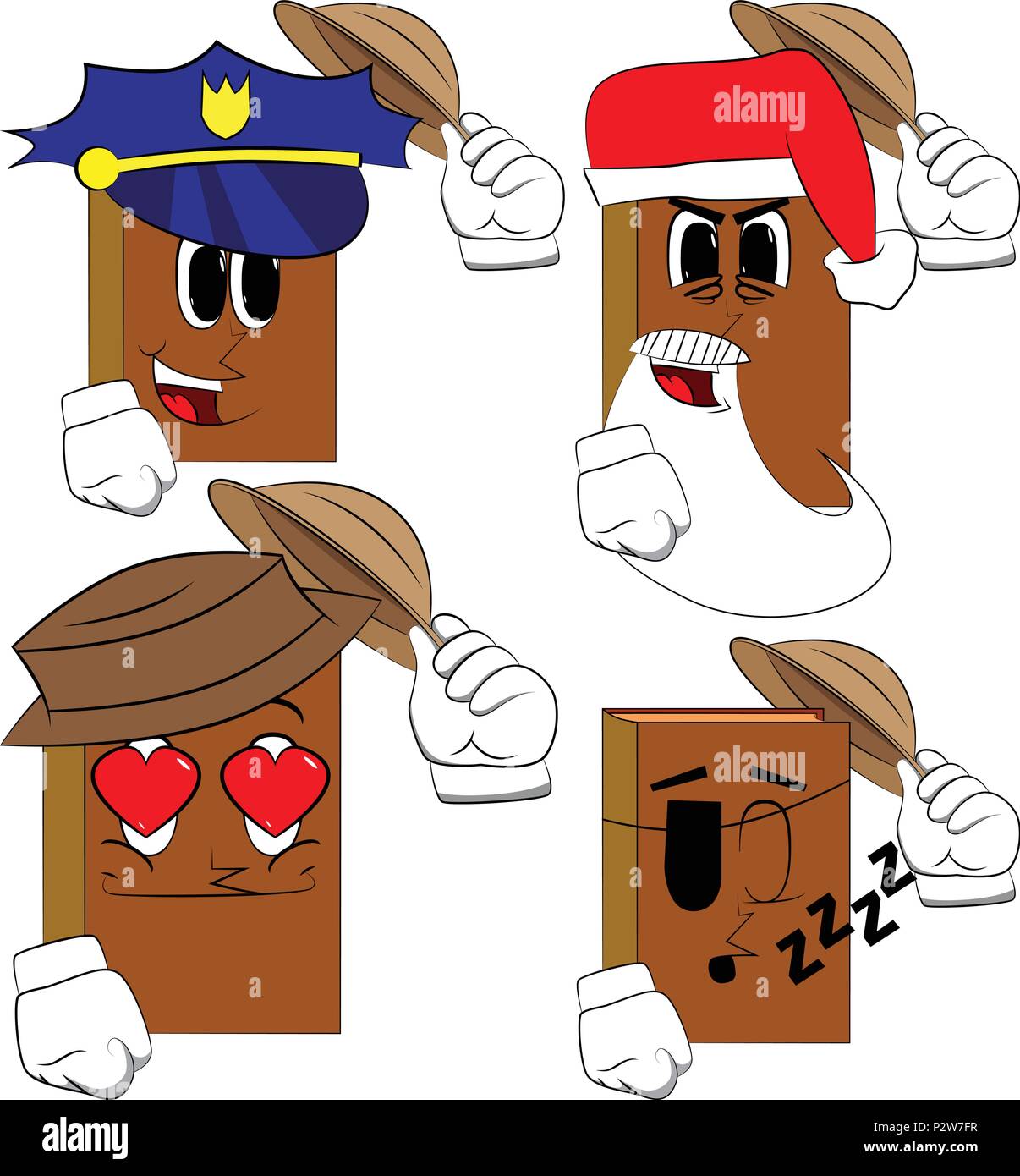 Books tipping his hat. Cartoon book collection with costume faces ...