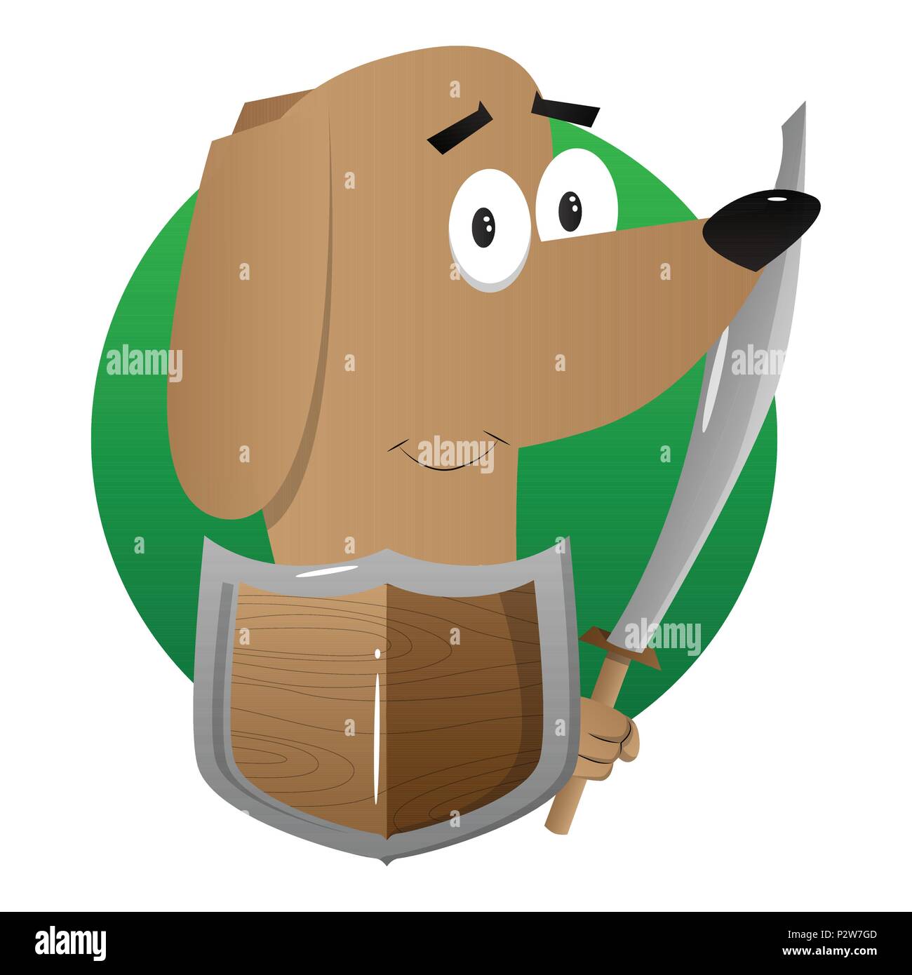 Cartoon illustrated dog holding a sword and shield Stock Vector Image ...