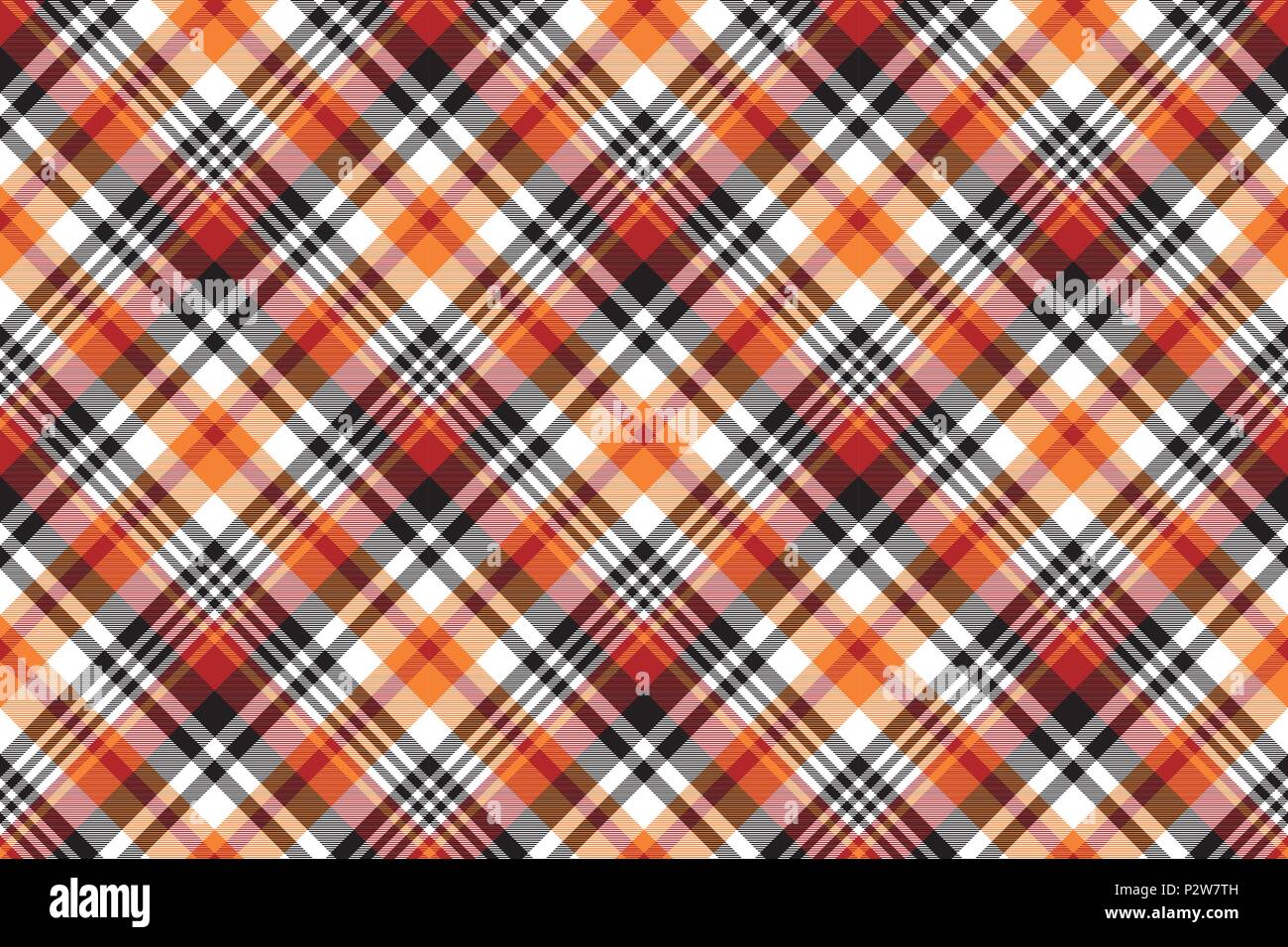 Orange plaid seamless fabric texture. Vector illustration Stock Vector ...
