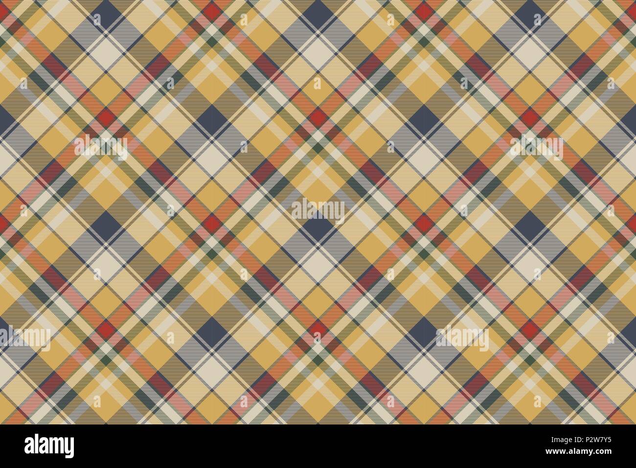 Yellow plaid check fabric texture seamless pattern. Vector illustration ...