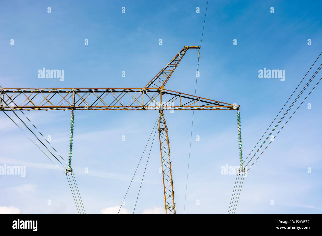 power lines tower against the blue sky. lovely energy industry ...