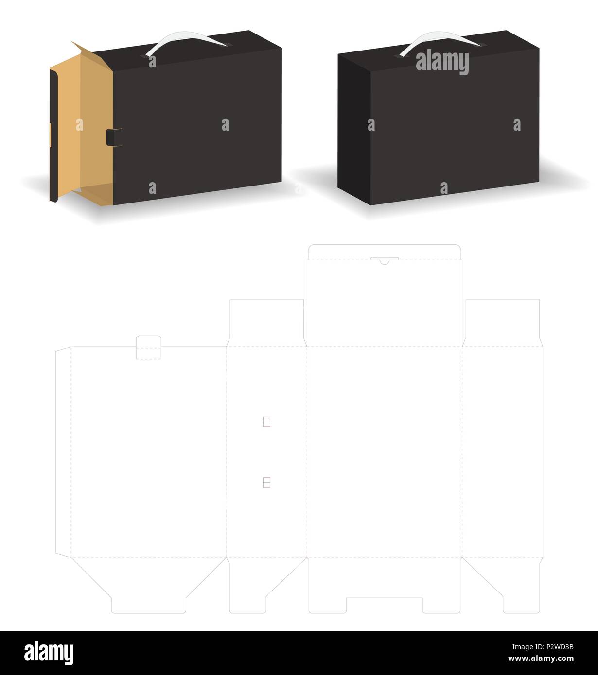 slide rigid box with bag style mockup box dieline Stock Vector Image ...