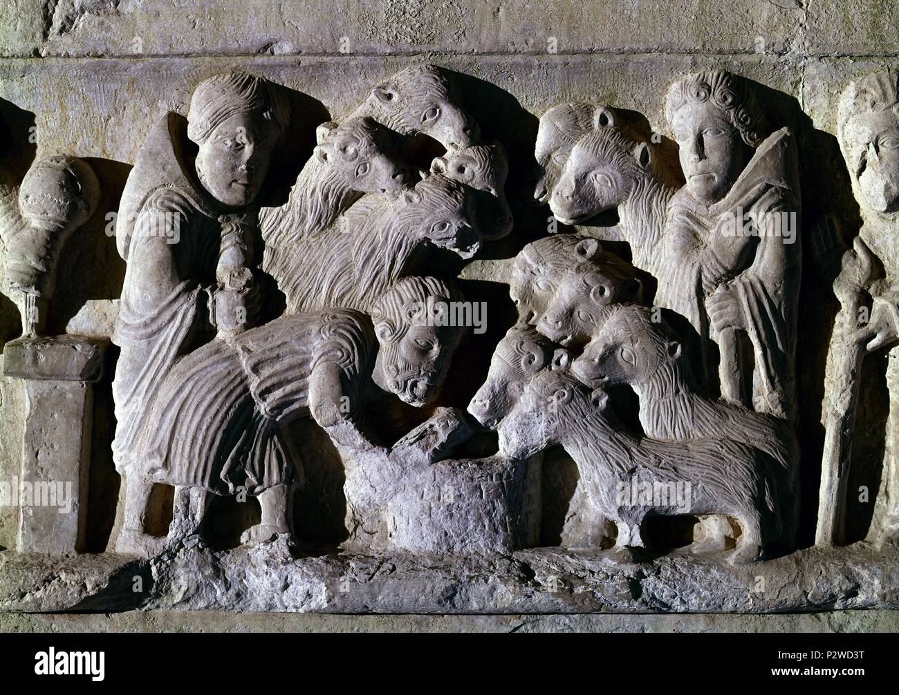 DETALLE DE UNA IMPOSTA DEL CLAUSTRO ROMANICO -JACOB Y LOS REBANOS DE ...