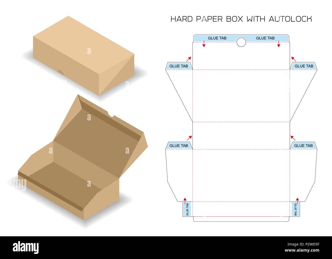 package box die cut with 3d mock up with auto lock Stock Vector Image ...