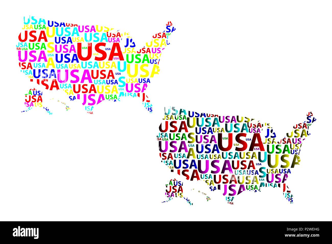 Sketch United States of America letter text map, USA - in the shape of ...