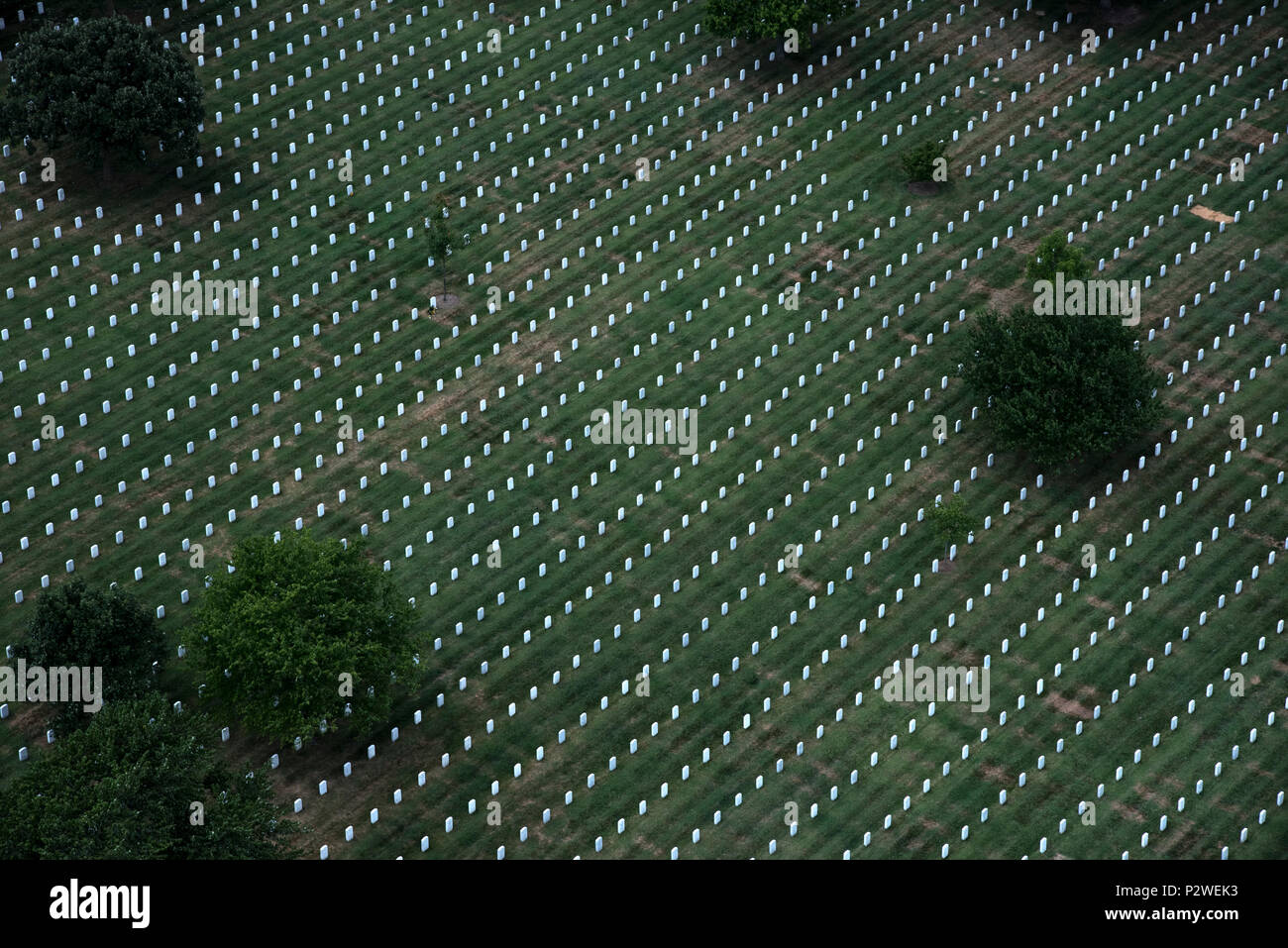 An aerial view of Arlington National Cemetery, Arlington, Va., from a ...
