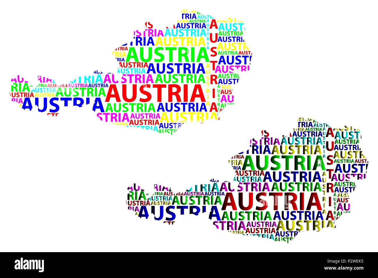 Sketch Austria letter text map, Albania - in the shape of the continent ...