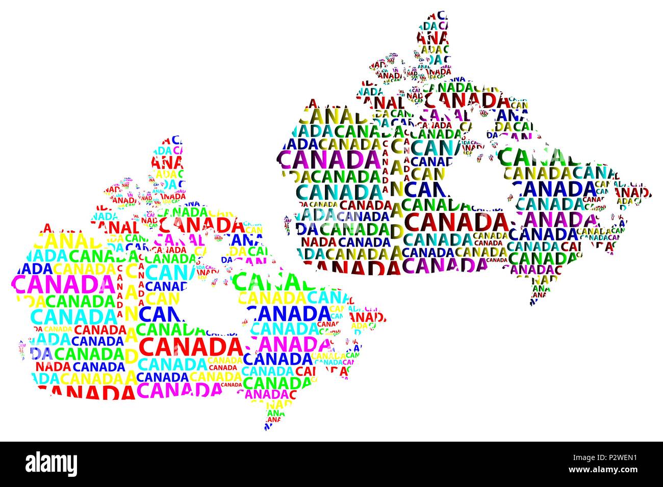Sketch Canada letter text map, Canada - in the shape of the continent ...