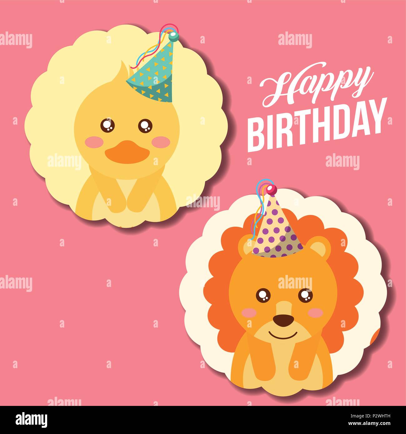 cute animal happy birthday Stock Vector Image & Art - Alamy