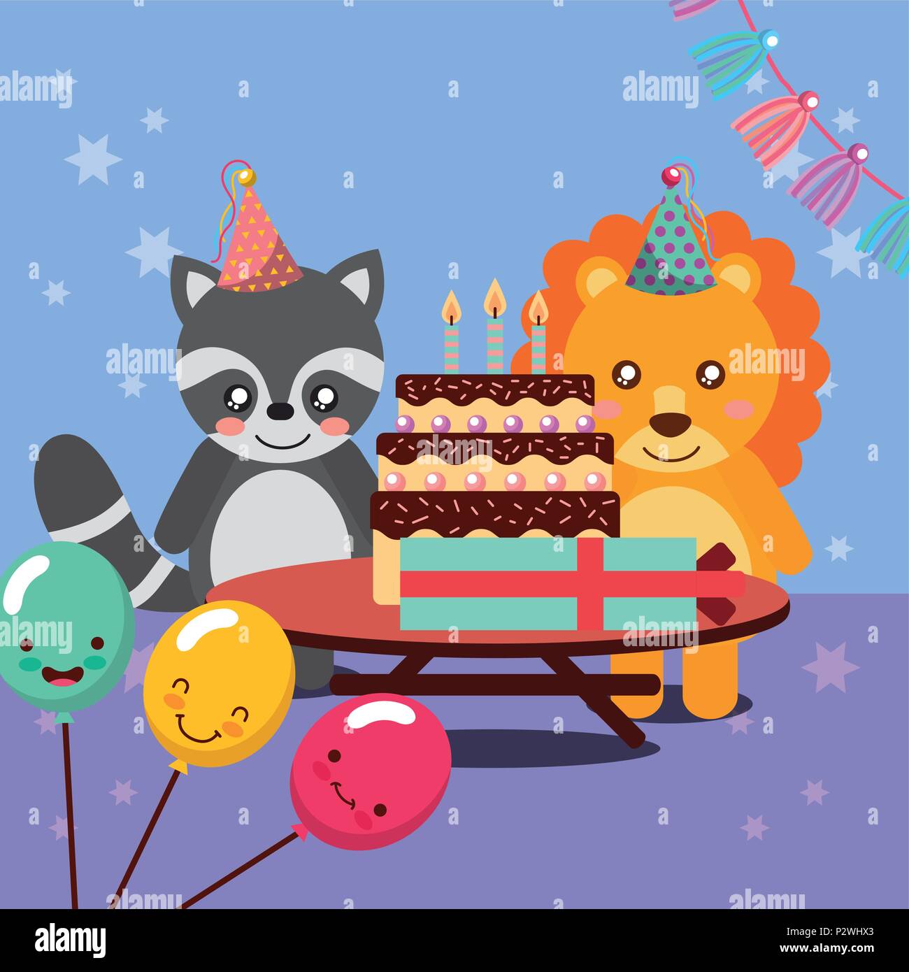 cute animal happy birthday Stock Vector Image & Art - Alamy