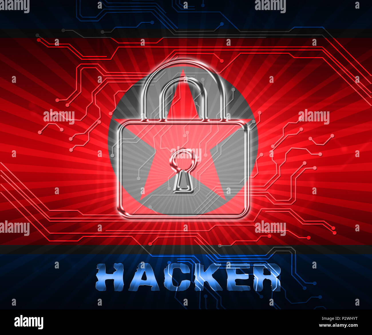 Hackers Means North Korean Data Threat 3d Illustration. Online Data ...